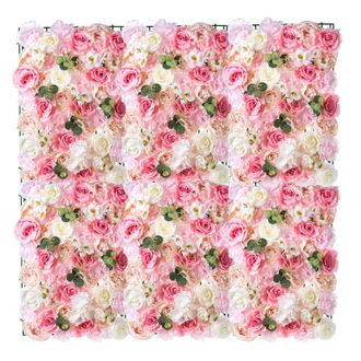 Nuptio 6 St&uuml;ck Blumenwandpaneel 60cm X 40cm Wei&szlig; & Rosa Kunstrosen K&uuml;nstliche Blume Blumenhintergrund, Blumenwandhintergrund f&uuml;r Party Hochzeit Brautdusche B