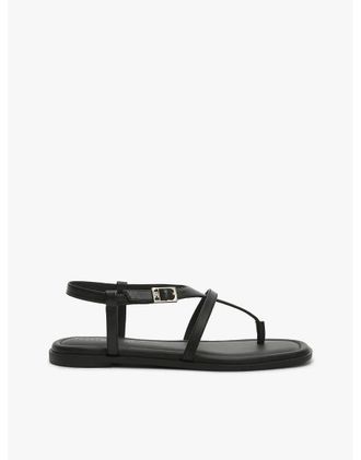 Tommy Hilfiger Sandalen in Schwarz mit Zehensteg und Lederriemen
