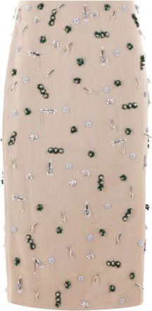 CHRISTOPHER ESBER jupe mi-longue à design strassé - Tons neutres