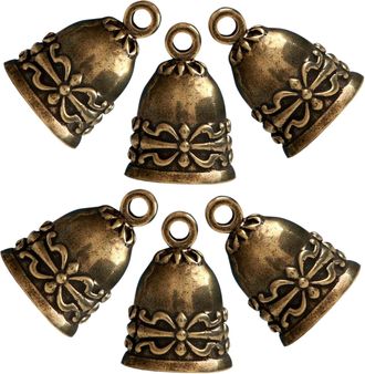 Lurrose 6 Stück Retro Wind Chime Anhänger Vintage Hanging Bell Vintage Jingle Bell Kranz Glocken Handwerkliche Glockenverzierung Weihnachtsglocken Messing Gol