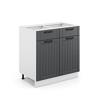 Vicco Meuble Cuisine Fame-Line, Anthracite/Blanc, 80 cm sans Plan de Travail