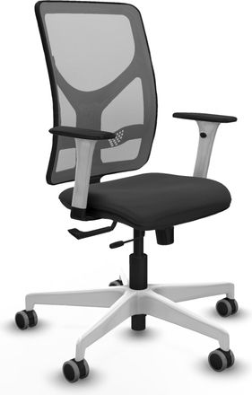 Piqueras y Crespo Hellgrauer Stuhl mit wei&szlig;en und schwarzen Armlehnen, h&ouml;henverstellbare Lendenwirbelst&uuml;tze, ausgestattet mit Syncro/Traslack und Schneideschaum, Grau/D