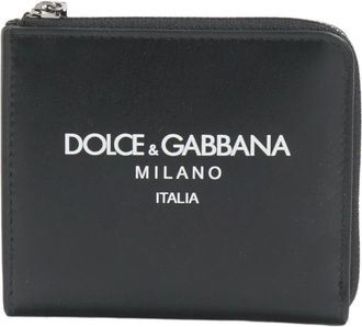 Dolce & Gabbana Homme, Accessoires, Noir, Taille: ONE Size Portefeuille zipp&eacute; &agrave; imprim&eacute; logo