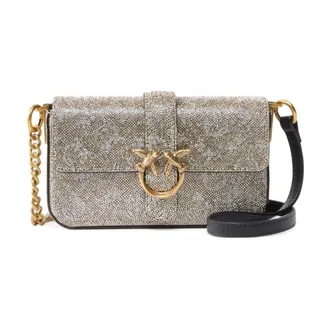 Pinko Pinko, Femme, Sacs, Jaune, Taille: ONE Size Sac à bandoulière Love Birds doré