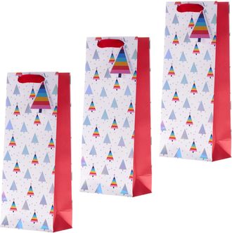 Hallmark Flaschent&uuml;ten Geschenkt&uuml;ten f&uuml;r Geschenke 3 St&uuml;ck Regenbogen B&auml;ume Design Rot Gelb Blau