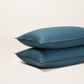 Madura Lot De 2 Taies DOreiller Carlina Pétrole et bourdon noir - BLEU