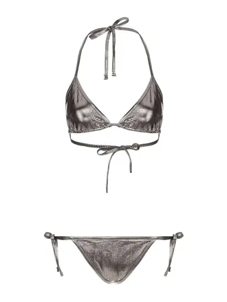 Balmain Triangel-Bikini mit Schn&uuml;rung - Silber
