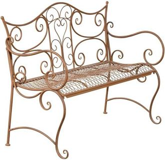 Clp Banc De Jardin Tara I Banquette De Jardin en Fer Forgé Style Rustique I Banc DExtérieur Terrasse Balcon Place Assise pour 2 A 3 Personnes, Couleur:Mar
