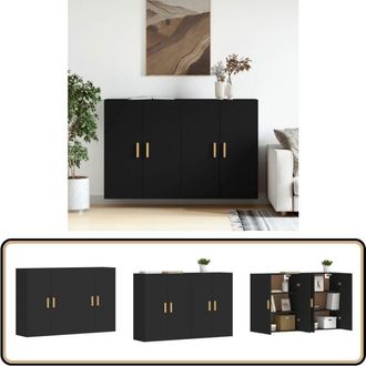 vidaXL Wandschränke 2 Stk. Schwarz Holzwerkstoff - Hängeschrank - Sideboard - Wohnzimmer Dekoration - Regal - Wandregal