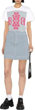 Barrie Cotton-Cashmere Denim Skirt - Blue
