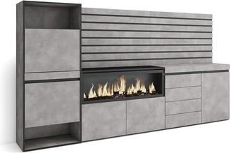 Skraut Home | Schuhregal, Schuhschrank | Schuhaufbewahrung | 274x145x35 cm | F&uuml;r Schlafzimmer, Zimmer | Elektrokamin XXL | Kommode mit Schubladen | Lamellenwand H