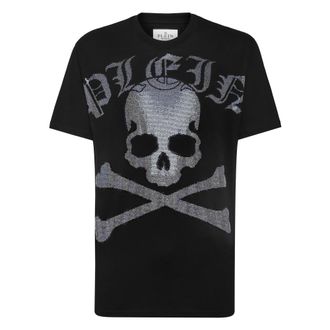 Philipp Plein Homme, Tops, Noir, Taille: XL T-Shirt Col Rond Gothic Plein
