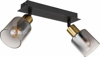 Globo Lighting Plafonnier spot à 2 flammes, plafonnier orientable couleur fumée, or noir, 2x douilles E14, LxlxH 25x8x18,2 cm