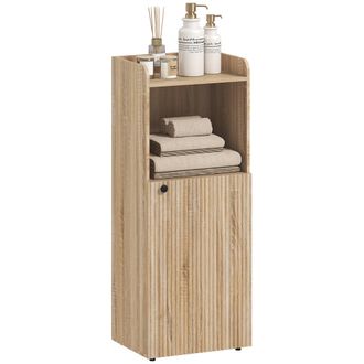 HOMCOM Badezimmerm&ouml;bel, schmaler Badezimmerschrank 4 Ebenen, 1 Schrank, offenes Fach, verstellbares Regal, Toilettenaufbewahrungsm&ouml;bel, kleine R&auml;ume, 40 x 31