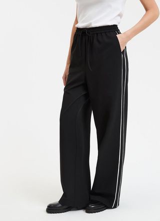 La Redoute Collections Pantalon Large Taille Haute Bandes Lat&eacute;rales