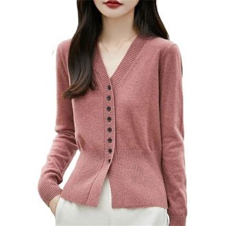 Generic Cardigan dhiver &agrave; simple boutonnage pour femme Col en V Mode cor&eacute;enne Pull tricot&eacute; doux et chaud, Prasat Rouge, XL