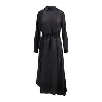 sacai Kleid mit Satin-Eins&auml;tzen - - Dresses - Damen - Schwarzk - M