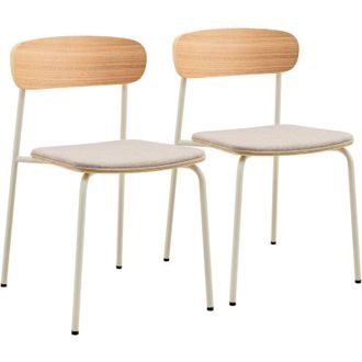 Oviala Oviala - Set mit 2 stapelbaren beigen Holzstühlen