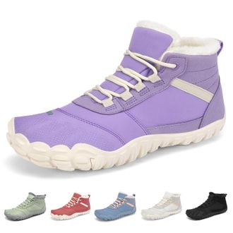 Saguaro Barfuss Schuhe Damen Winter Barfu&szlig;schuhe Damen Wasserabweisend Barfu&szlig; Winterschuhe Warm Gef&uuml;ttert Winterstiefel Lila, Gr.40