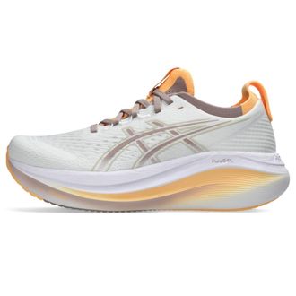 Asics Gel-Nimbus 27 Damen-Laufschuh, Wei&szlig;/Rehkitz, 39.5 EU