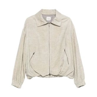 Alysi Femme, Vestes, Gris, Taille: 38 FR Corduroy Zip Jacket