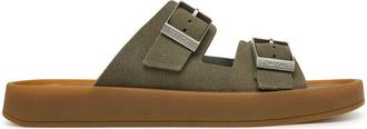Calvin Klein Pantoletten Ergon Double Bar Sandal Su HM0HM02094 Gr&uuml;n