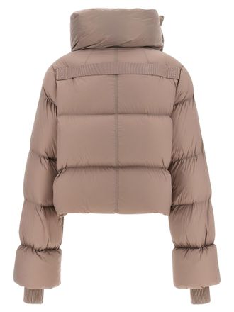 Rick Owens Cropped Nylon with Funnel Neck Down Jacket - Pink
