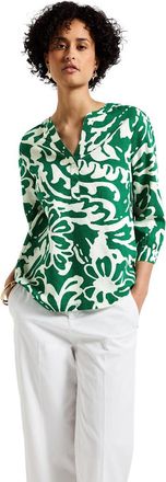 Street One Damen A345414 Gemusterte Leinenmix-Bluse, Glowing Green, 36