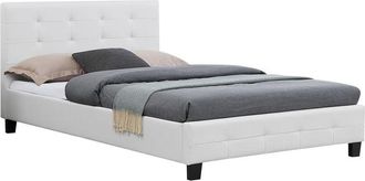 IDIMEX Lit simple marlon, 120 x 190 cm, capitonné avec sommier, revêtement synthétique blanc