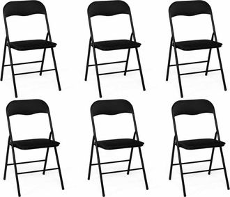 IDMarket Idmarket - Lot de 6 chaises pliantes kity noires en pu