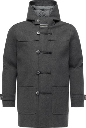 Ragwear Herren wetterfester atmungsaktiver Winter Kurzmantel warme lange Winterjacke Dufflecoat in Wollmantel-Optik mit Kapuze Duffie YOUMODO Dark Grey Gr. XL
