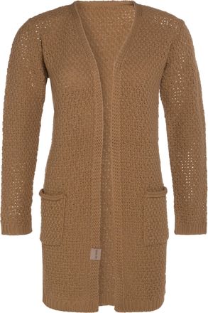 Knit Factory Luna Strickjacke - Mittellange Damen Strickjacken mit Taschen - Cardigan mit Wolle - Grobstrickjacke - Hochwertige Qualit&auml;t - New Camel - 40/42