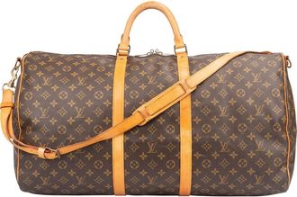 Louis Vuitton Crossbody Bags - Louis Vuitton Canvas Monogram Keepall 60 Bandoulie - Gr. unisize - in Braun - für Damen