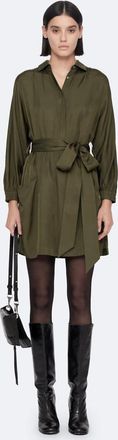 AllSaints Noora Kleid in verwaschenem Khaki-Braun