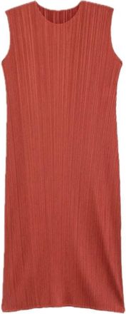 Issey Miyake Pleats Please Kleid - - Dresses - Damen - Rot - 2XL