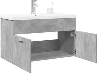vidaXL vidaXL Waschbeckenunterschrank mit Einbaubecken Betongrau