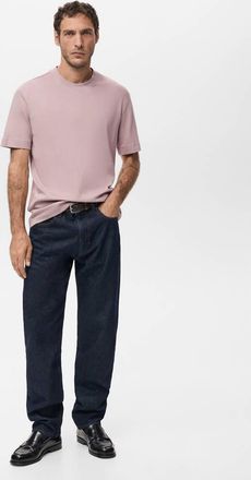 Mango Medium weight regular fit T-shirt rose p&acirc;le - Homme - XS - MANGO MAN