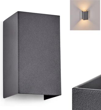 HOFSTEIN LED Außenwandleuchte Tamarin, Wandlampe aus Metall in Anthrazit, Wandleuchte mit Up&Down Effekt, Außenleuchte für Eingangsbereich, LED 8 Watt, 650 Lum