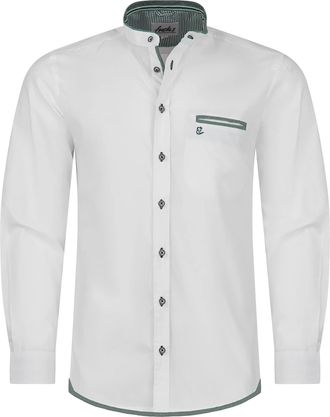 Almbock Trachtenhemd Stehkragen weiß Männer| Herren Trachten Hemd Stehkragen aus Baumwolle S