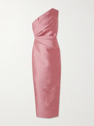 Solace London Kira Asymmetrische Robe Aus Glänzendem Twill - Pink