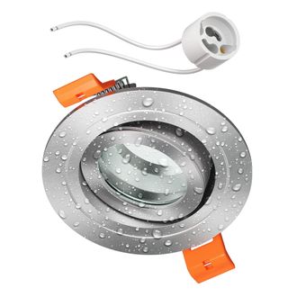 LEDs Com Bad-Deckeneinbaurahmen ERID, Feuchtraum, Badezimmer, IP44, rund, schwenkbar, aluminium matt, inkl. GU10 Fassung