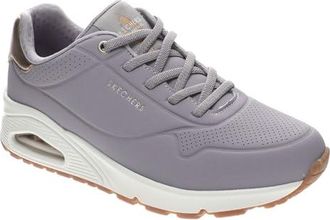 Skechers Femme Uno Shimmer Away, Purple Durabuck Rosegold Duraleather Mesh T, 41 EU
