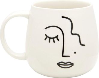 Sass & Belle Abstract Face Porzellan Tasse 400ml Quadratisch Zuhause