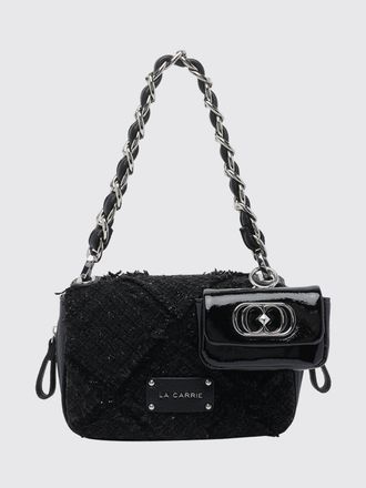 La Carrie Mini sac &agrave; bandouli&egrave;re en tweed avec anse cha&icirc;ne tress&eacute;e