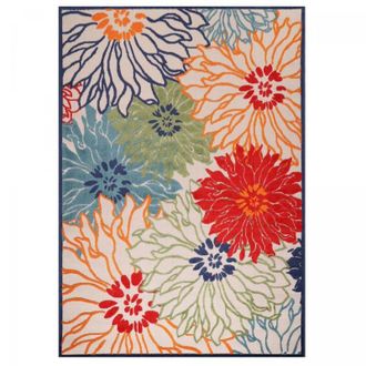 Jadorel Jadorel - Tapis ext&eacute;rieur kilim 120x170 bleu et beige rectangle chimeka