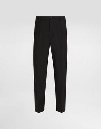 Dolce & Gabbana Stretch Cotton Pants With Dg Embroidery - Mann Hosen Und Shorts Schwarz 52