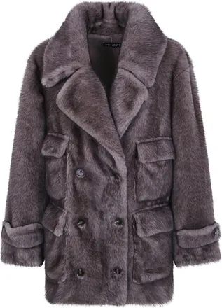 DRHOPE Faux Fur Coat Eko Mi4 Mocha Mousse