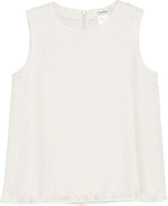 Max Mara Femme, Tops, Beige, Taille: 36 FR Haut sans Manches &agrave; Ourlet Frang&eacute;