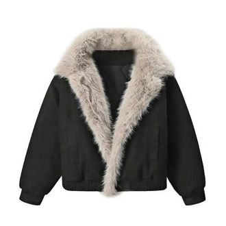 Generic NYSBH Veste rembourr&eacute;e pour homme Automne Hiver Col en fausse fourrure Coupe ample Parka en coton, Noir, 3XL