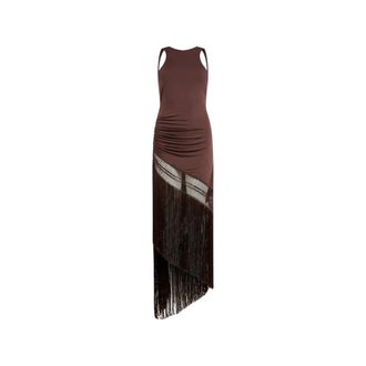 Andamane Femme, Robes, Brun, Taille: 36 FR Marisol Fringed Tank Maxi Dress